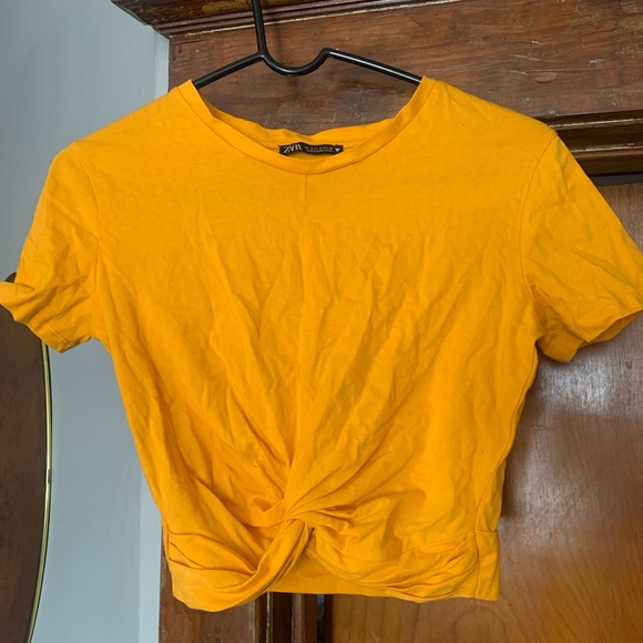 Zara | Tops | Zara Yelloworange Crop Top | Poshmark